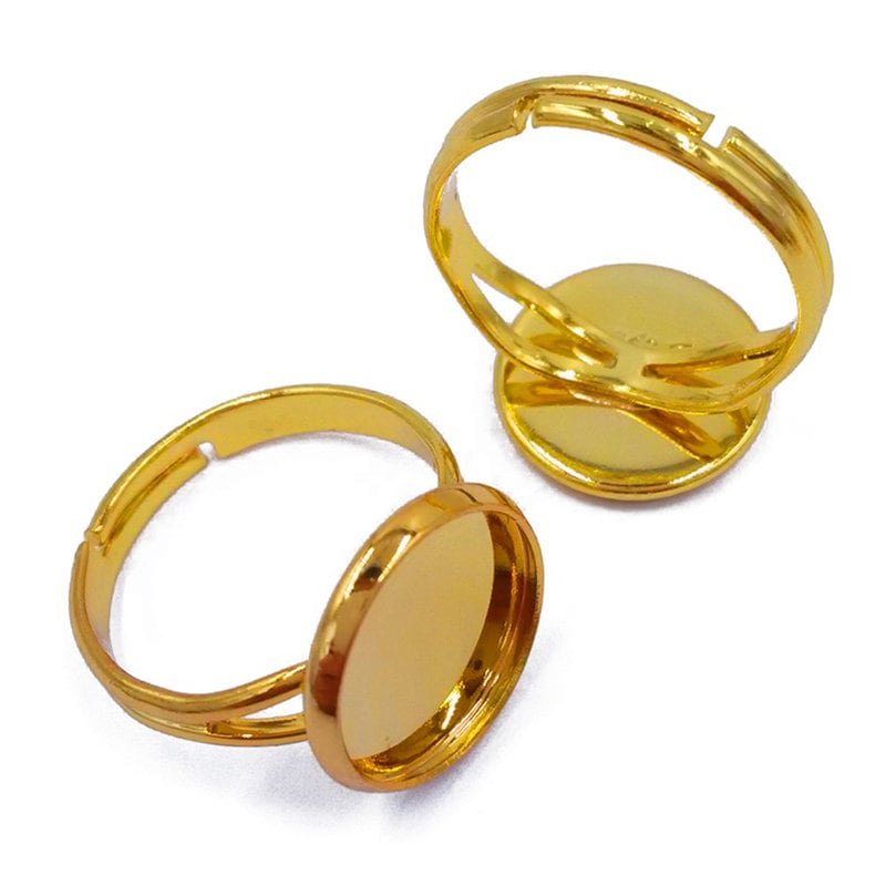 50pcs Brass Ring Blank With Adjustable Ring 10mm/ 12mm/ 14mm/ 16mm ...