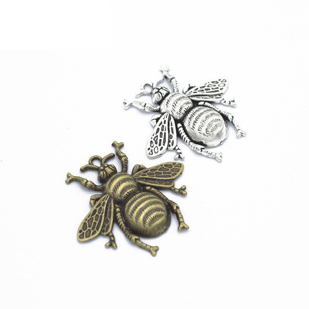 20pcs 40x38mm Antique Silver/antique Bronze Bee Pendant Charms, Alloy ...