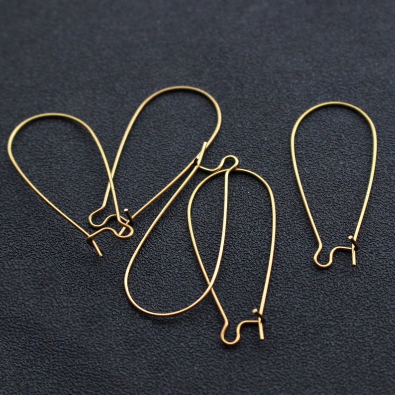 100 Pcs Raw Brass Kidney Ear Wires 38mm Long Earwire Hooks for Earrings ...