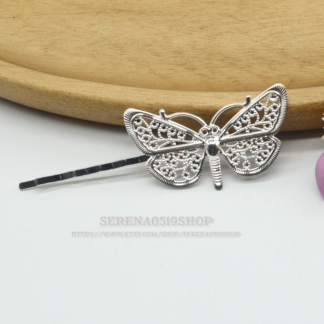 30pcs Filigree Bobby Pin Blanks, Butterfly Hair Pins, Butterfly Hair ...