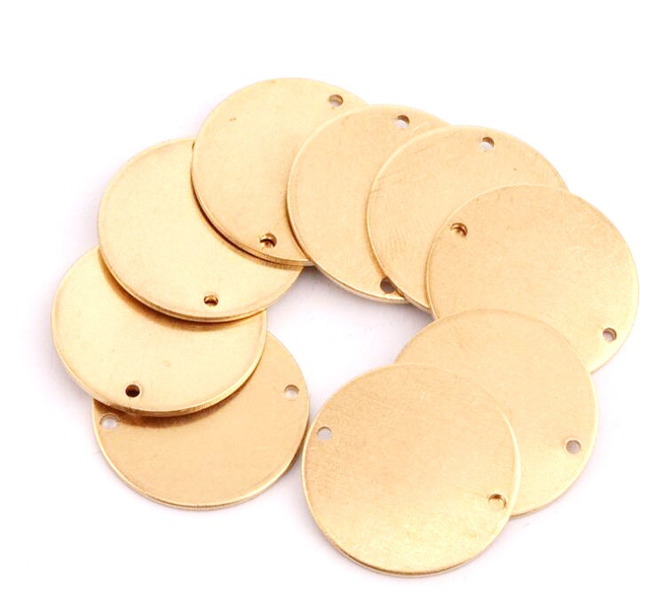 20pcs Raw Brass Double Hole Round Connectors - Raw Brass Earring ...