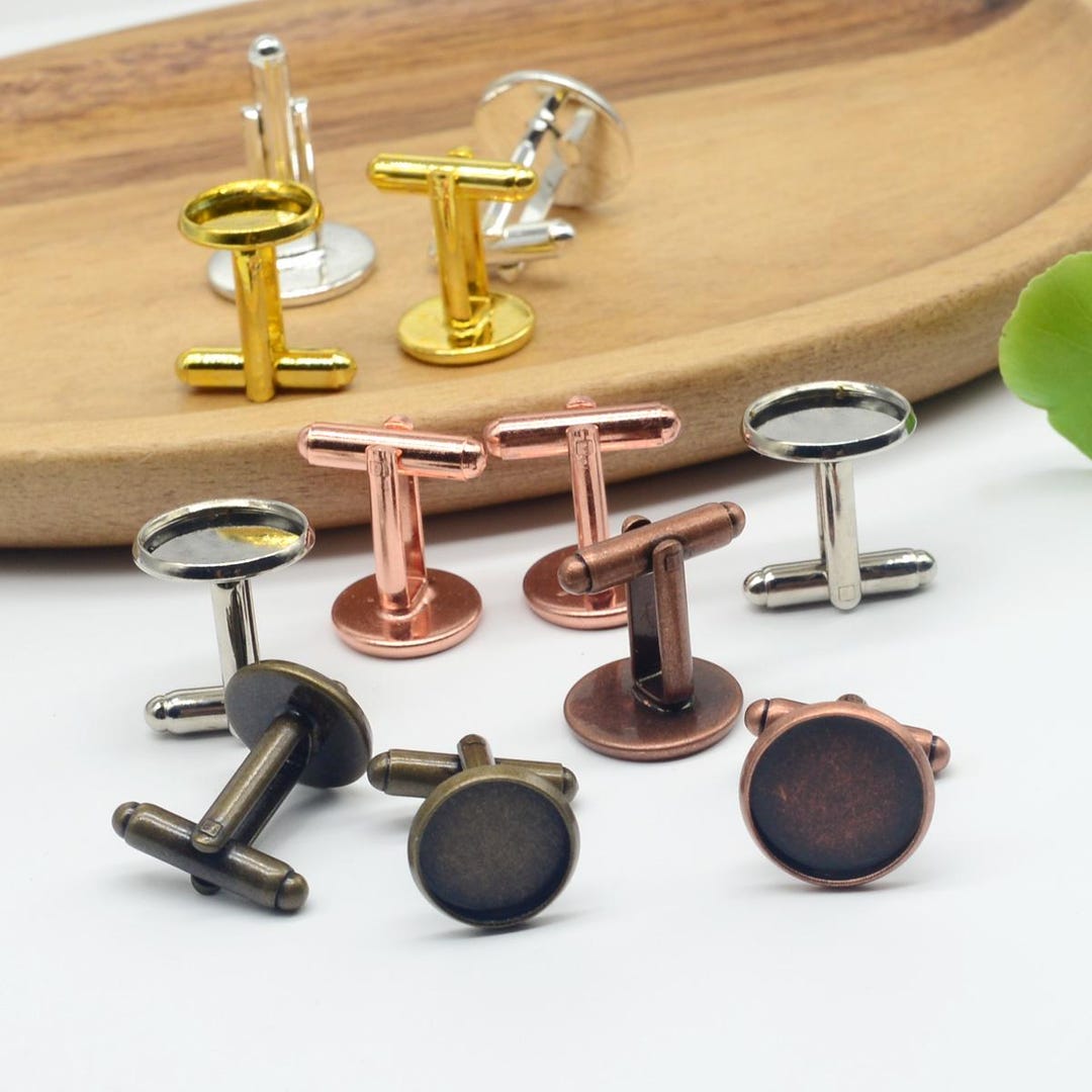 20pcs Brass French Style Cufflinks, Metal Plated Cufflink, Blank ...