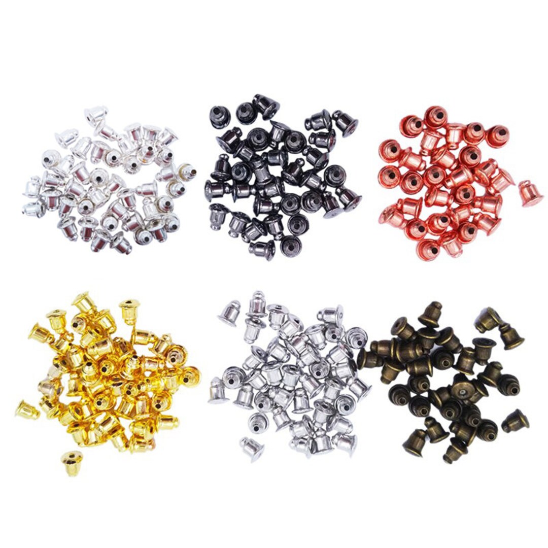 500 Wholesale Bullet Clutch Ear Nuts 6x5mm Brass Earring Backs Earring ...