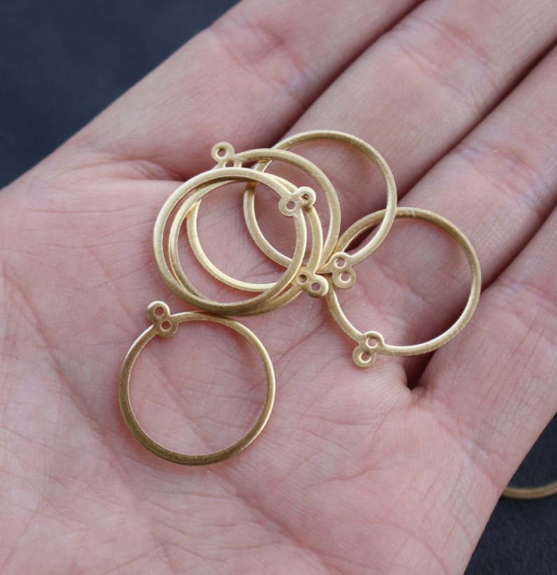 100pcs Raw Brass 2 Ring/loop Round Hollowed 20mm Flat Circle - Etsy