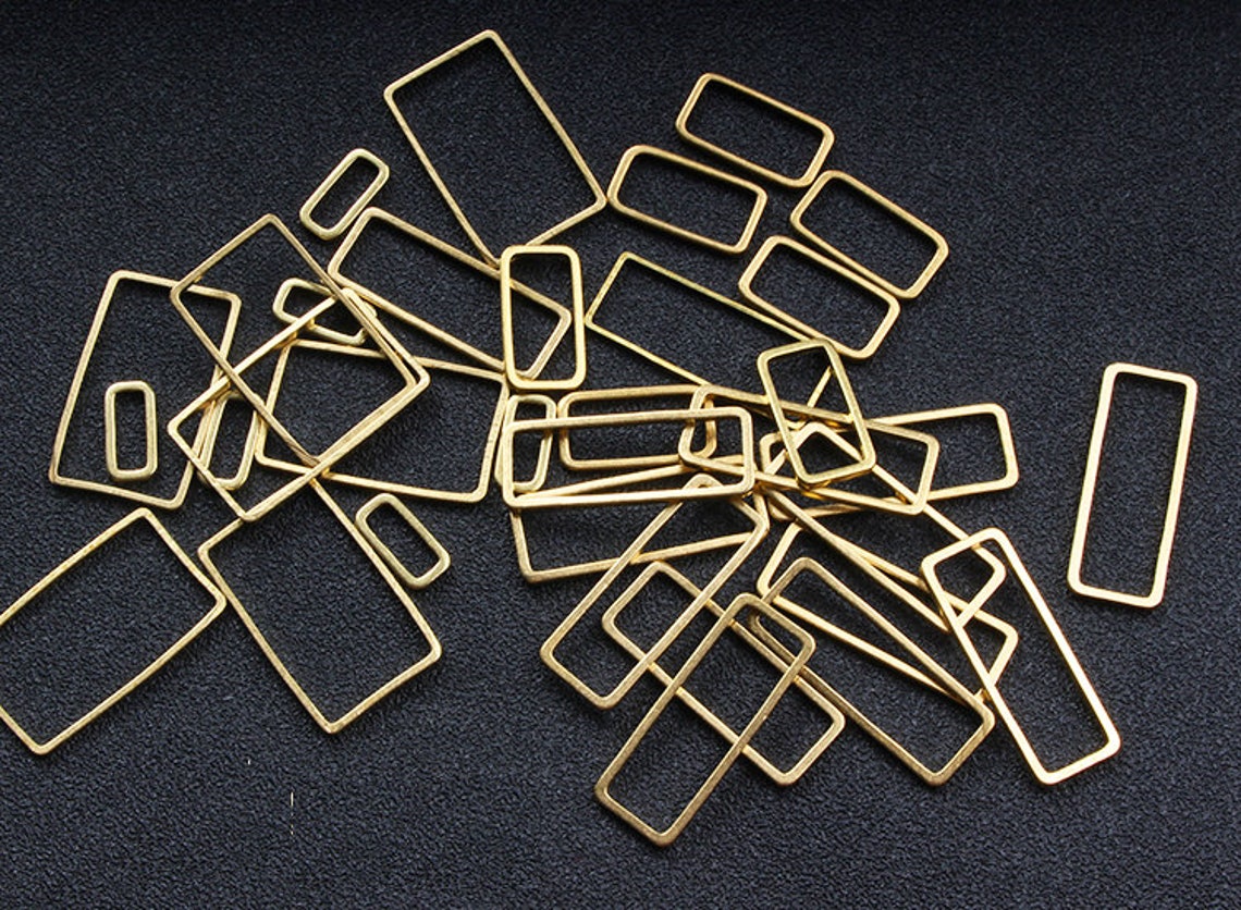 100pcs Raw Brass Hollow Rectangle Pendant Charms brass | Etsy