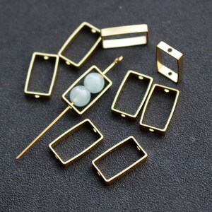 50pcs 8x14.5mm Raw Brass Rectangular Shape Pendant With 2 Hole- Brass ...