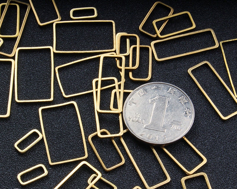 100pcs Raw Brass Hollow Rectangle Pendant Charms brass - Etsy