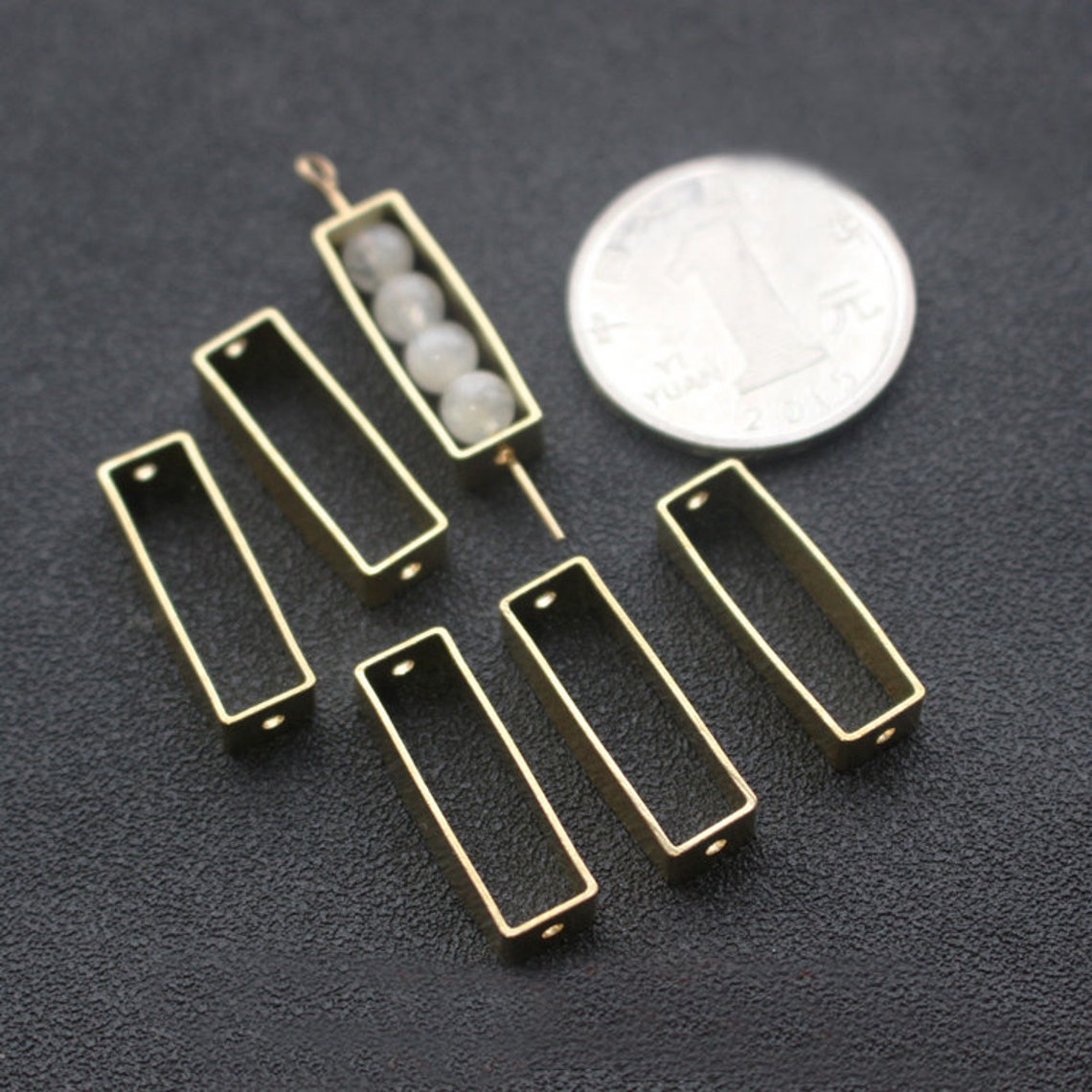 100pcs 22x7.5mm Raw Brass Rectangular Shape Pendant With 2 - Etsy