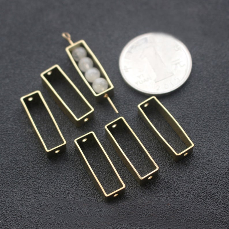 100pcs 22x7.5mm Raw Brass Rectangular Shape Pendant With 2 - Etsy
