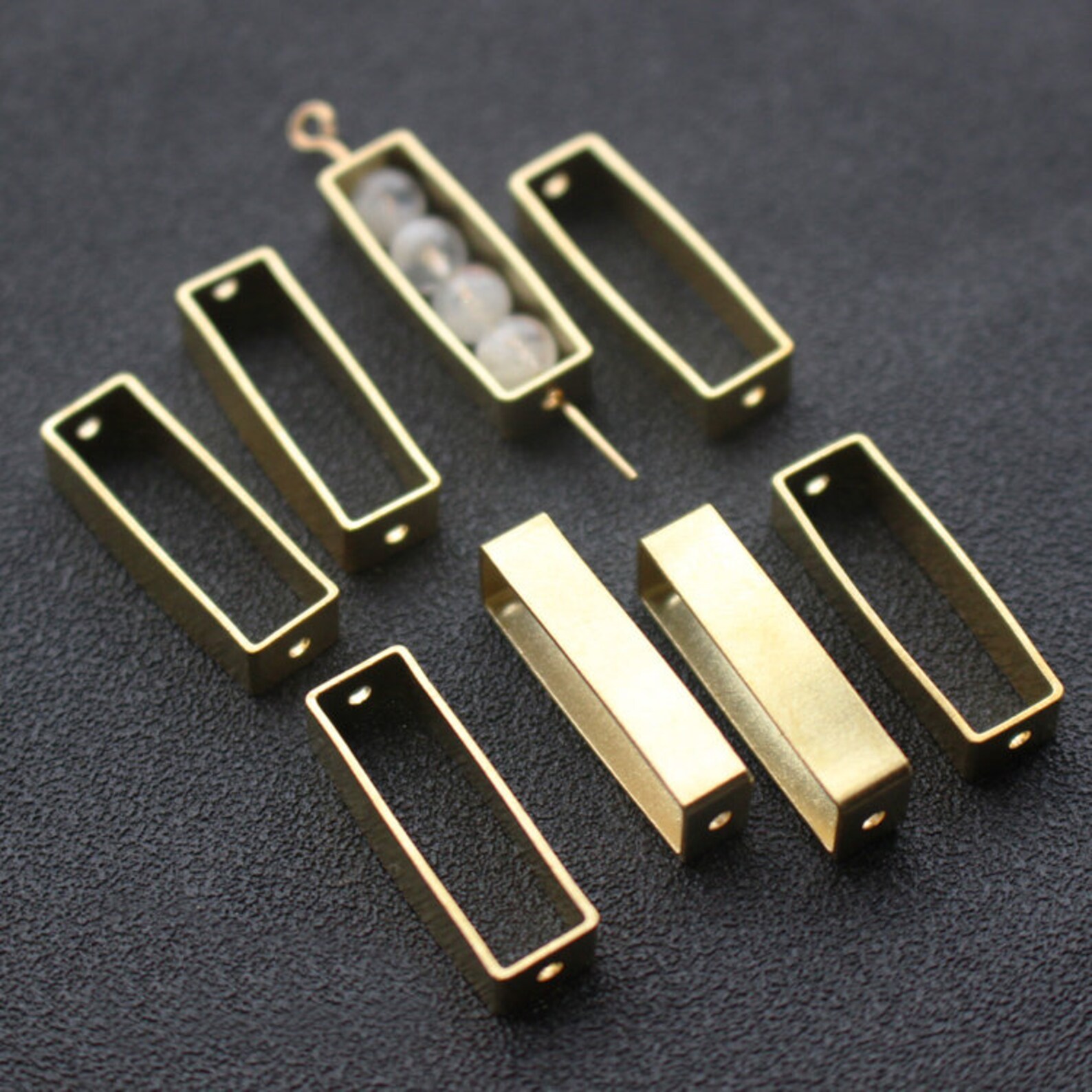 100pcs 22x7.5mm Raw Brass Rectangular Shape Pendant With 2 - Etsy