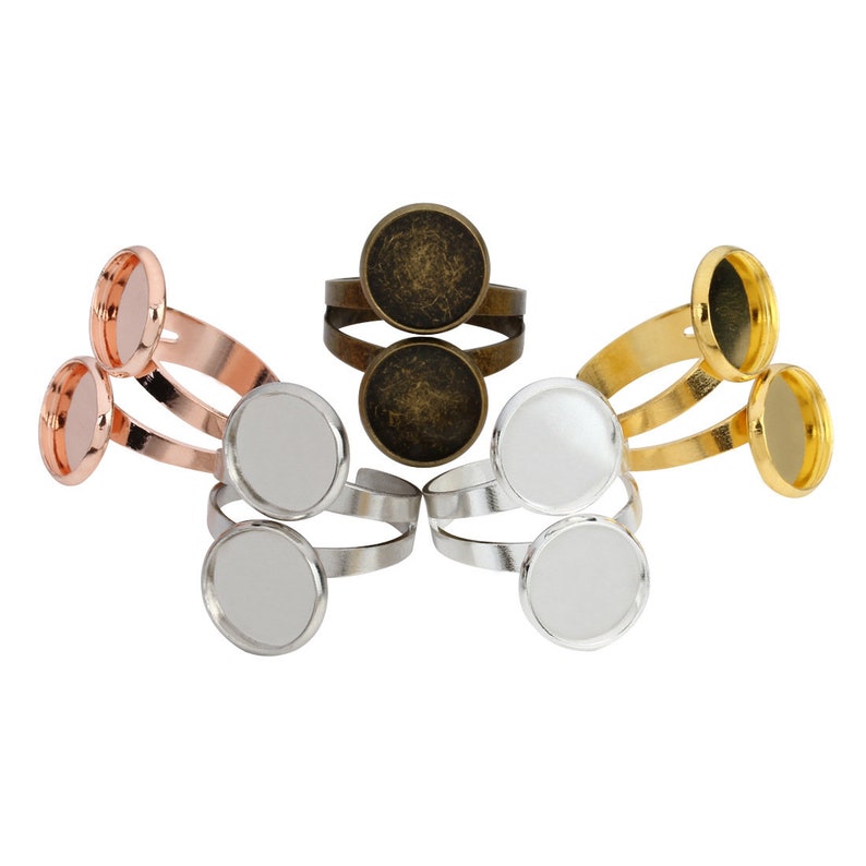 20pcs Brass Double Ring Base With Adjustable Ring W/ Two 10mm/ 12mm ...