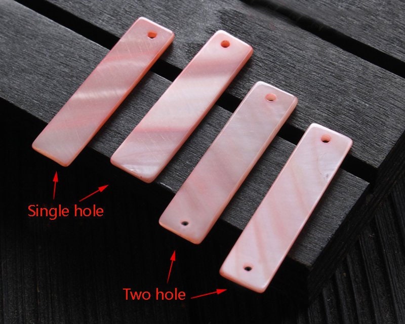 50pcs 7x30mm Pink Mother of Pearl Shell Rectangle Charms Pendants ...