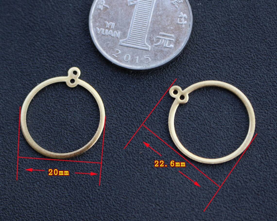 100pcs Raw Brass 2 Ring/loop Round Hollowed 20mm Flat Circle - Etsy
