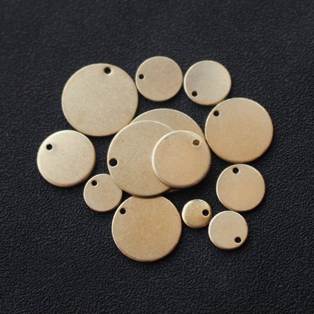 100pcs 6-18mm Raw Brass Round Pendant - Round Blanks With 1 Hole -brass ...