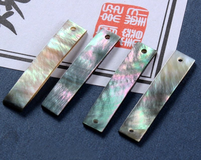 10pcs 7x30mm Black Mother of Pearl Shell Rectangle Charms Pendants ...