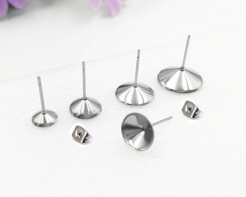 Wholesale 100pcs Earring Posts- Surgical Stainless Steel Earring W ...