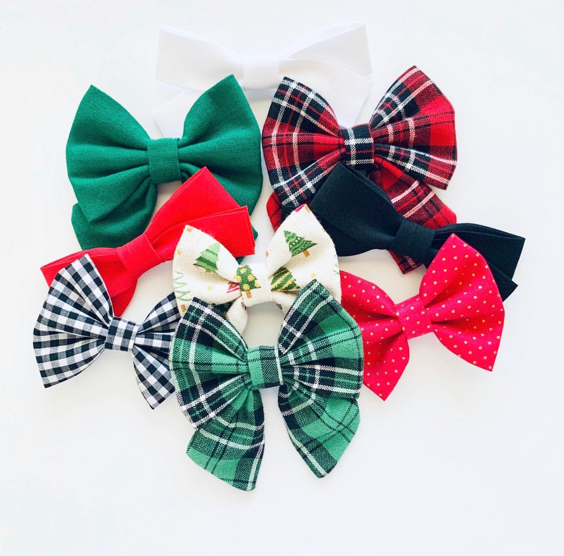 Holiday bow set Christmas bow set plaid bows Holiday hair | Etsy