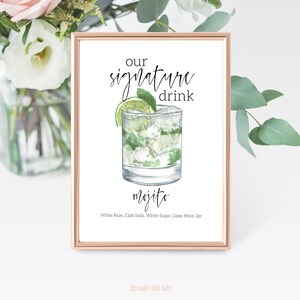 Mojito Signature Drink Digital Print, Signature Cocktail Sign, Wedding ...