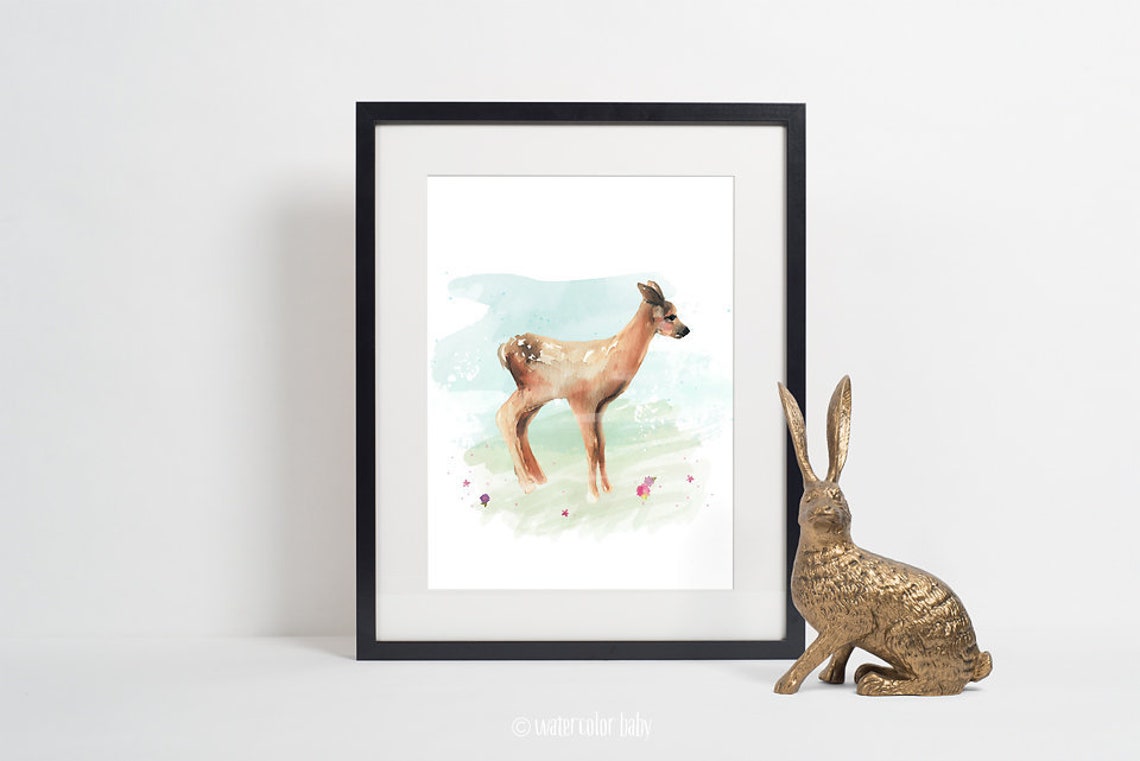 Fawn Woodland Animal Digital Art Print Baby Deer Instant Download ...