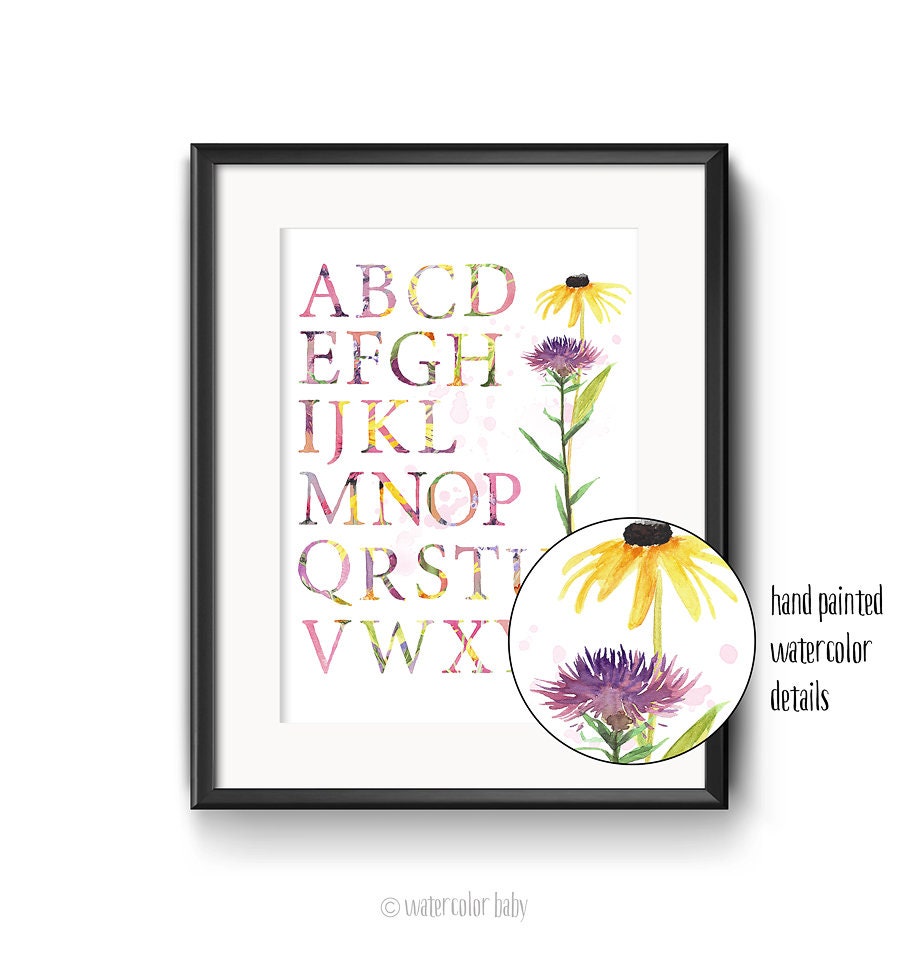 Wild Flower Alphabet Digital Art Print Instant Download | Etsy