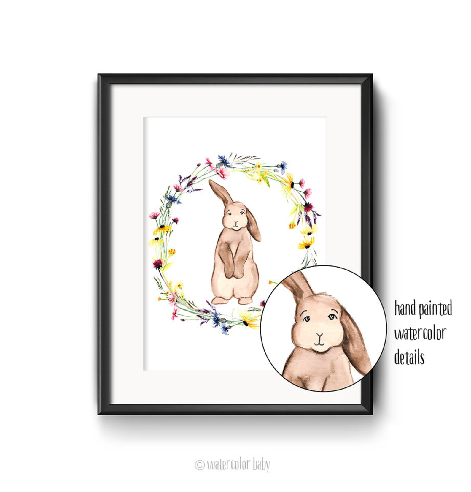 Woodland Rabbit Art Digital Print Instant Download Printable | Etsy