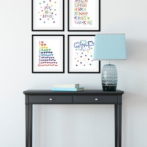 Rainbow Hearts Alphabet Digital Art Print Instant Download - Etsy