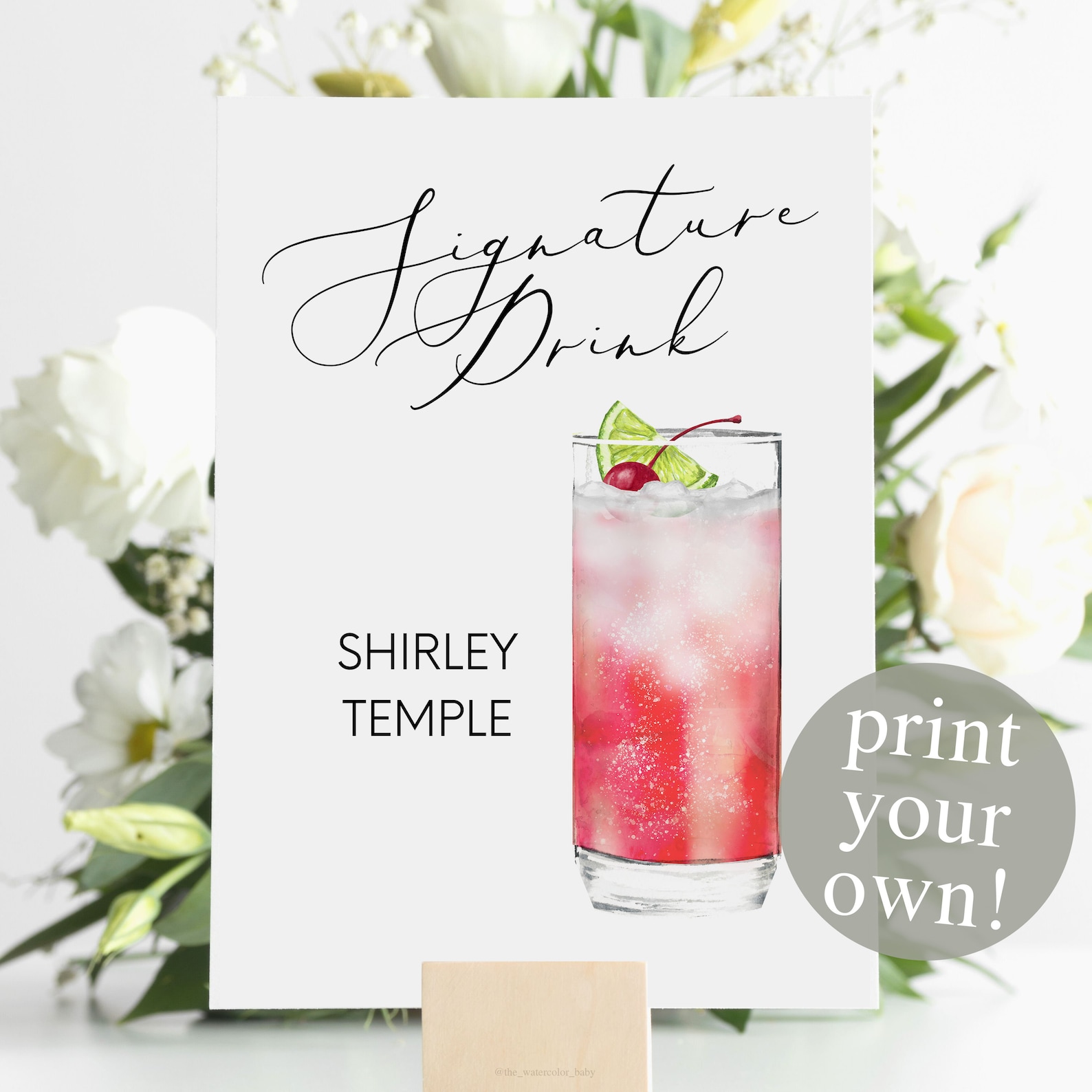Shirley Temple Signature Drink Digital Print Signature - Etsy