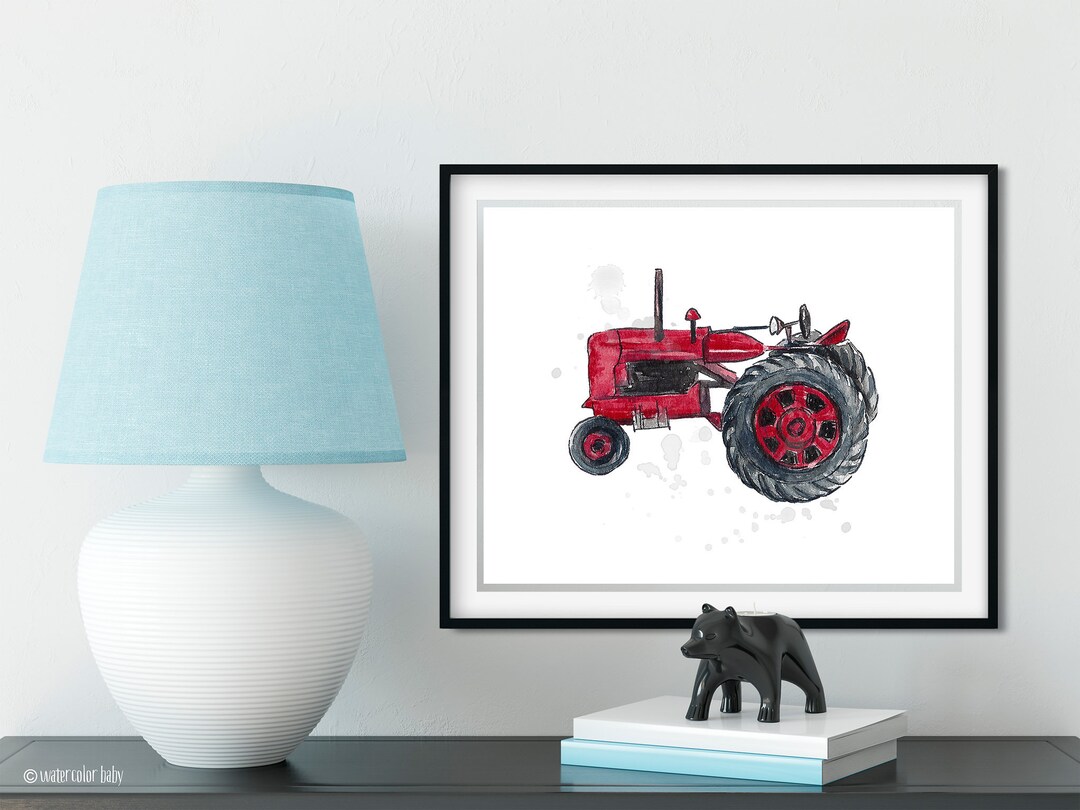 Red Tractor Digital Art Instant Download Printable Wall Art Nursery ...