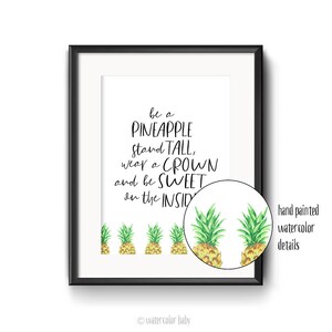 Be A Pineapple Inspirational Wall Art Digital Print Motivational Quotes ...