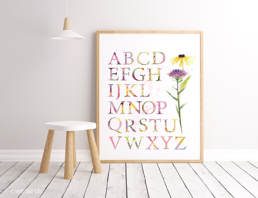 Wild Flower Alphabet Digital Art Print Instant Download Printable Wall ...