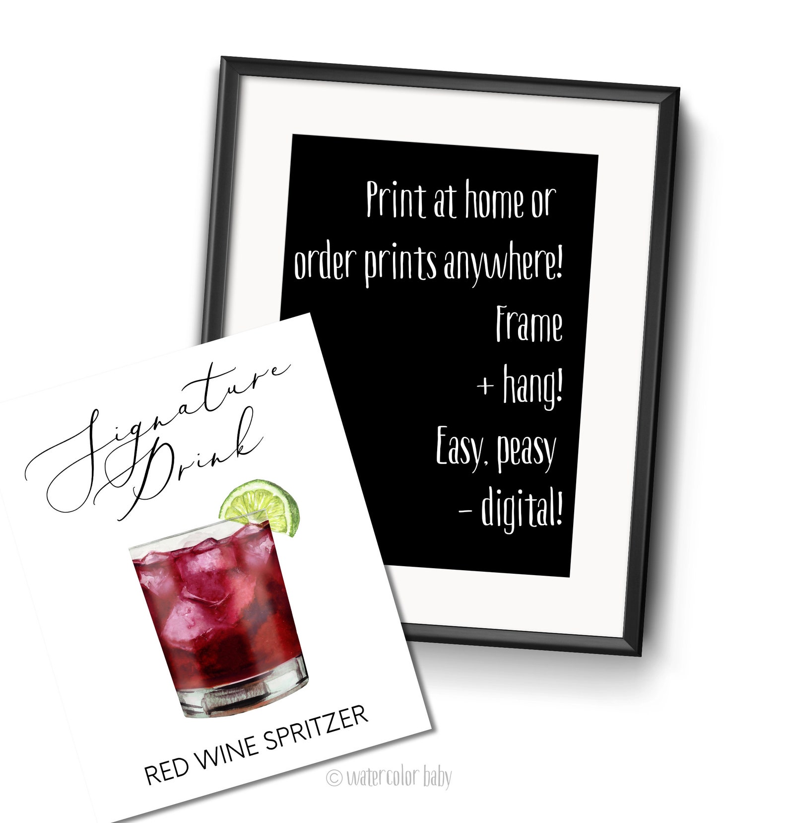 Red Wine Spritzer Signature Drink Digital Print, Signature Cocktail ...