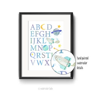 Blue Digital ABC Outer Space Print Instant Download Printable Wall Art ...