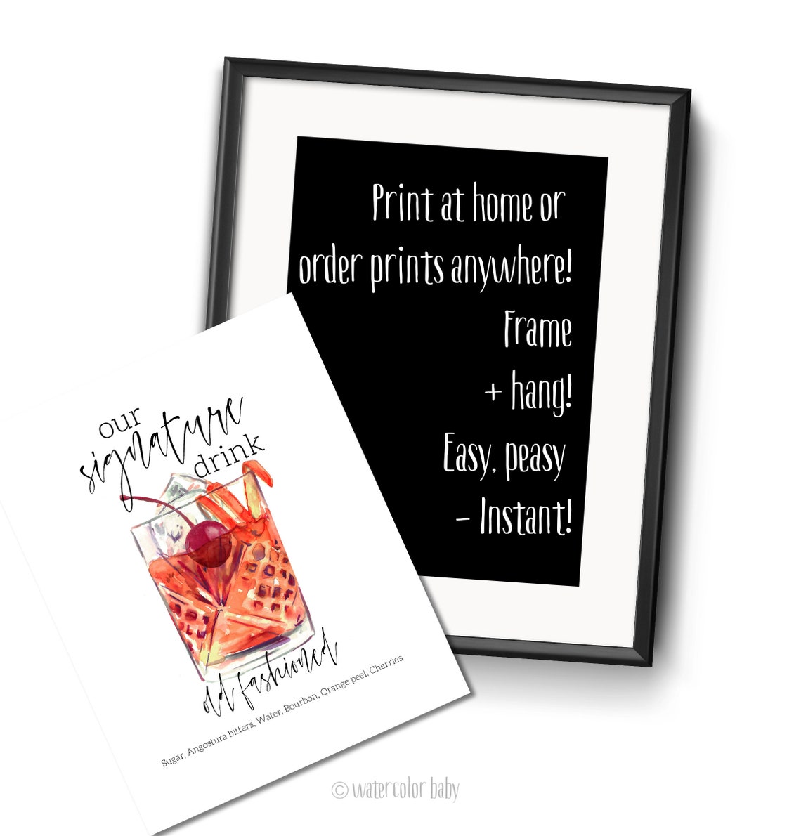 Fancy Old Fashioned Signature Drink Digital Print, Signature Cocktail ...