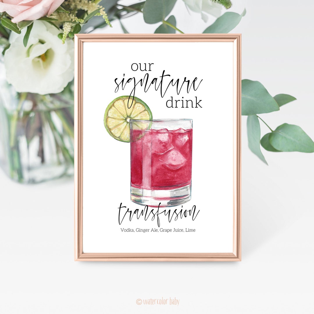 Cranberry Transfusion Signature Drink Digital Print, Signature Cocktail ...