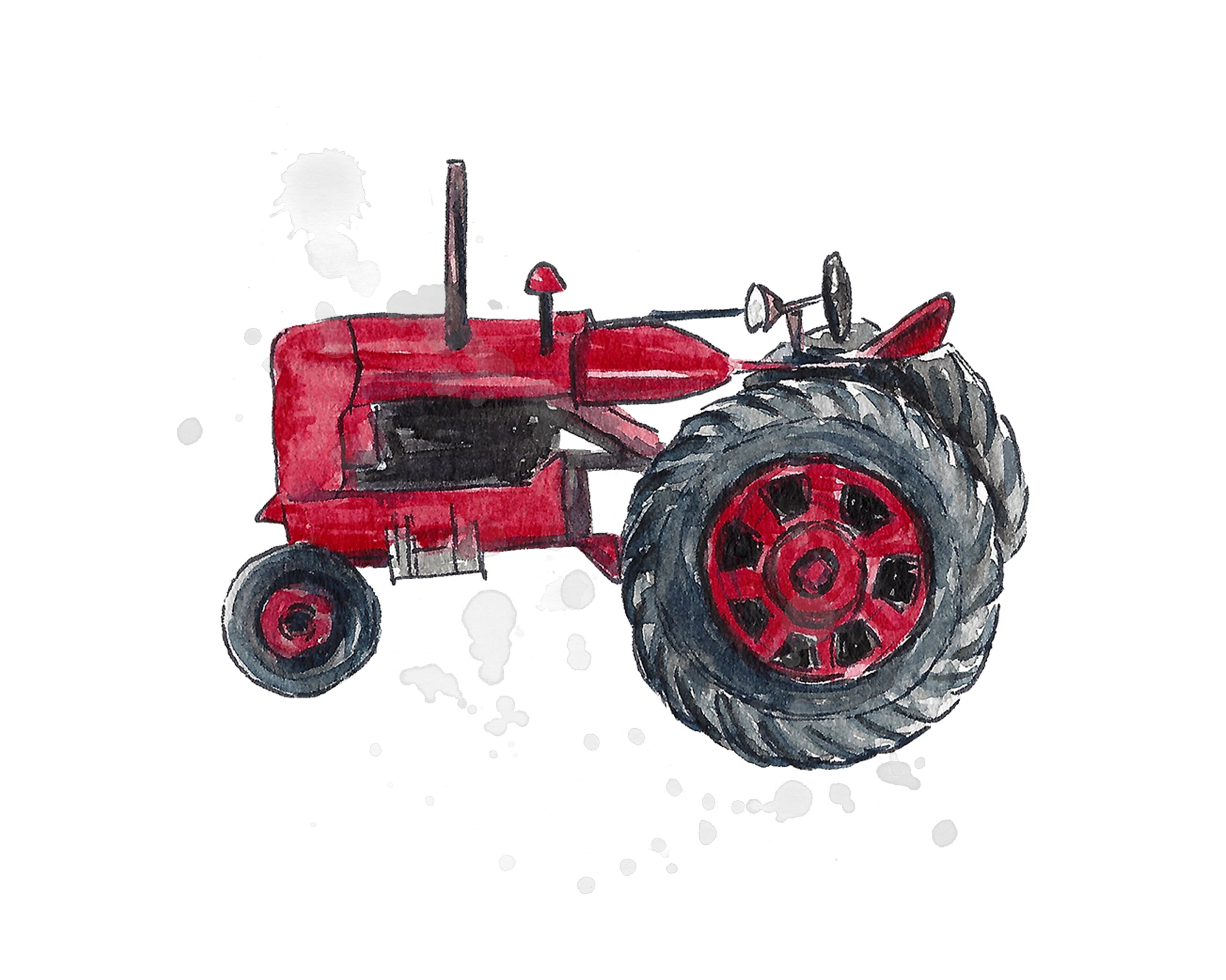Red Tractor Digital Art Instant Download Printable Wall Art Nursery ...