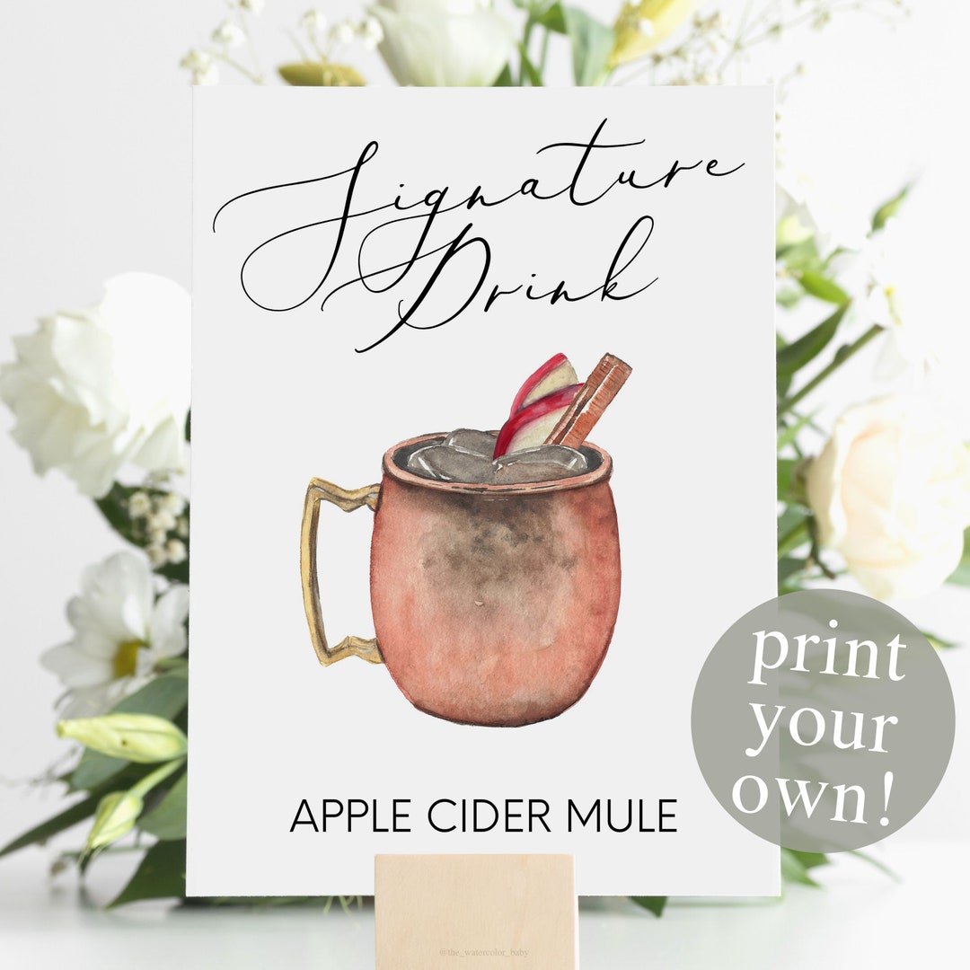 Apple Cider Mule Signature Drink Digital Print, Signature Cocktail Sign ...
