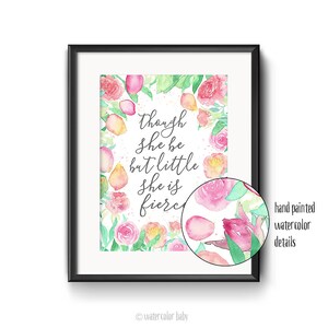 Though She is Little Floral Art Digital Print Printable Inspirational ...