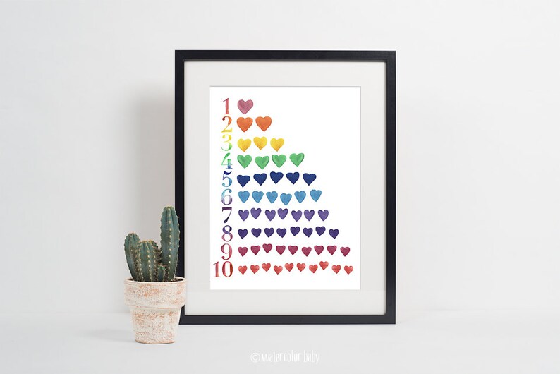 Numbers & Hearts Digital Art Print Instant Download Printable | Etsy