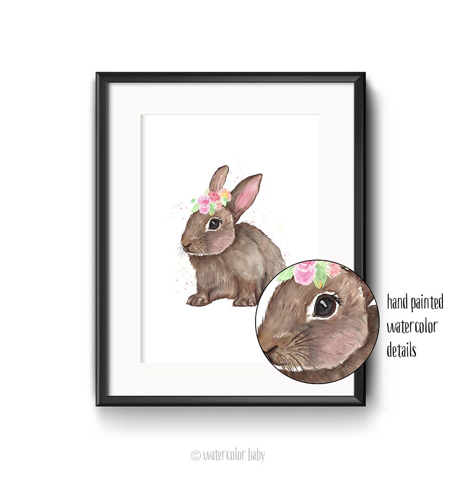 Bunny Rabbit Woodland Nursery Decor Digital Art Print Instant - Etsy