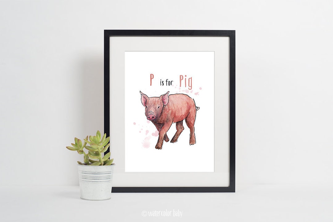 P is for Pig Digital Art Instant Download Printable Wall Art Nursery ...