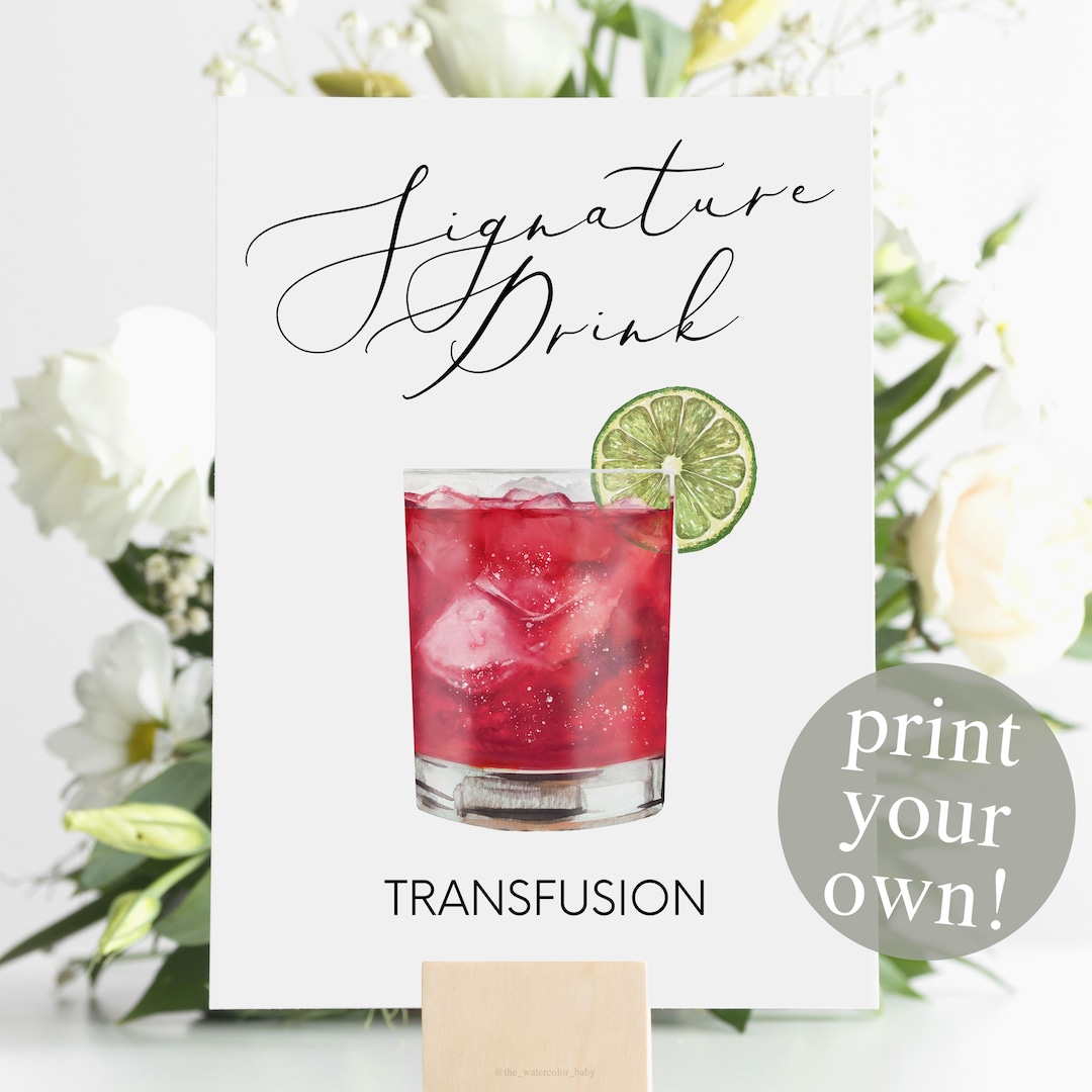 Red Transfusion With Lime Signature Drink Digital Print, Signature ...