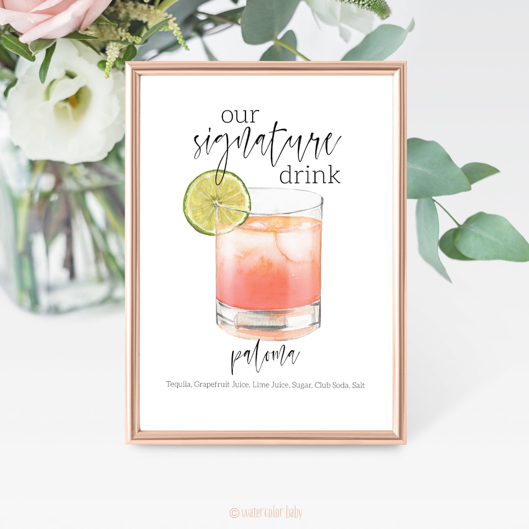 Paloma Signature Drinks Digital Print, Signature Cocktail Sign, Wedding ...