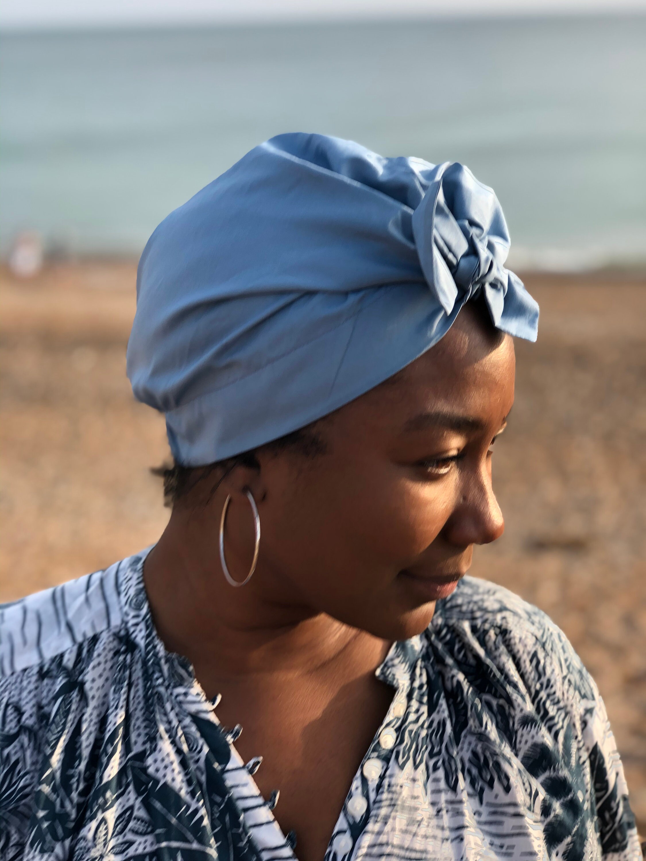 Liberty London Silk Turban – Aviator Blue, Cotton Lined Head Wrap - Etsy