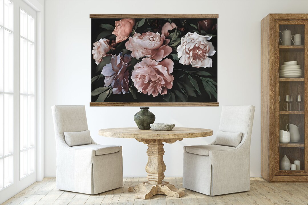 Oversized Wall Decor Peonies Painting Dark Moody Large Wall Art - Etsy