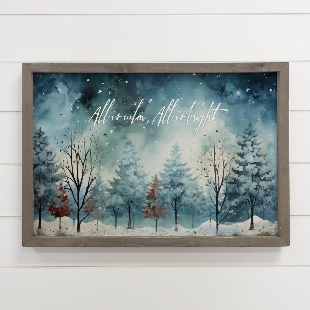 All is Calm All is Bright Winter - Christmas Canvas Art - Etsy