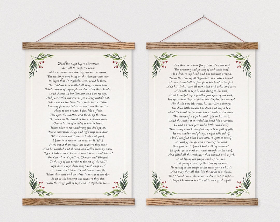 Twas the Night Before Christmas Set of 2 Canvas Posters With Hanging ...