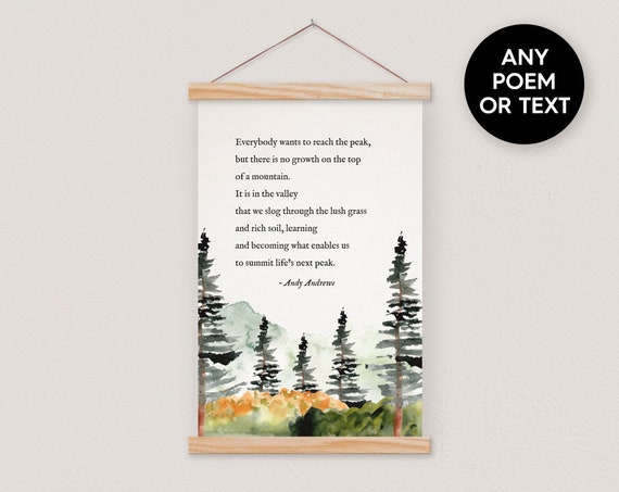 Mountain Watercolor Art With Poem or Quote With Wood Frame - Etsy