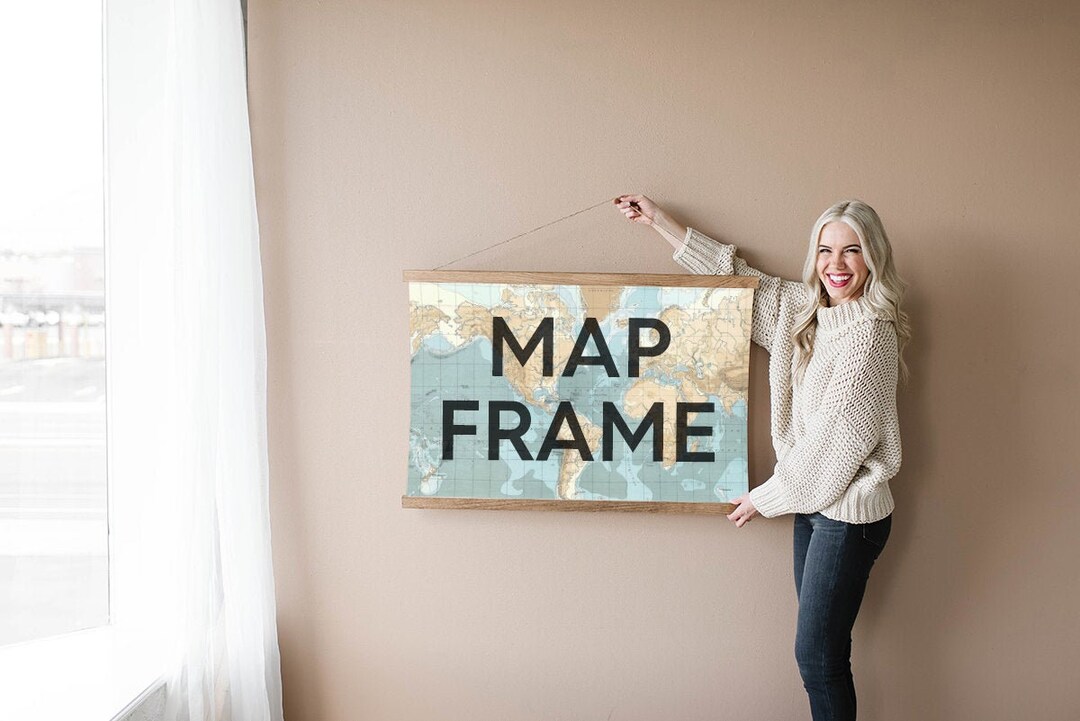 Large Map Frame - Magnetic Hanger Frame for Maps and Posters - Custom ...