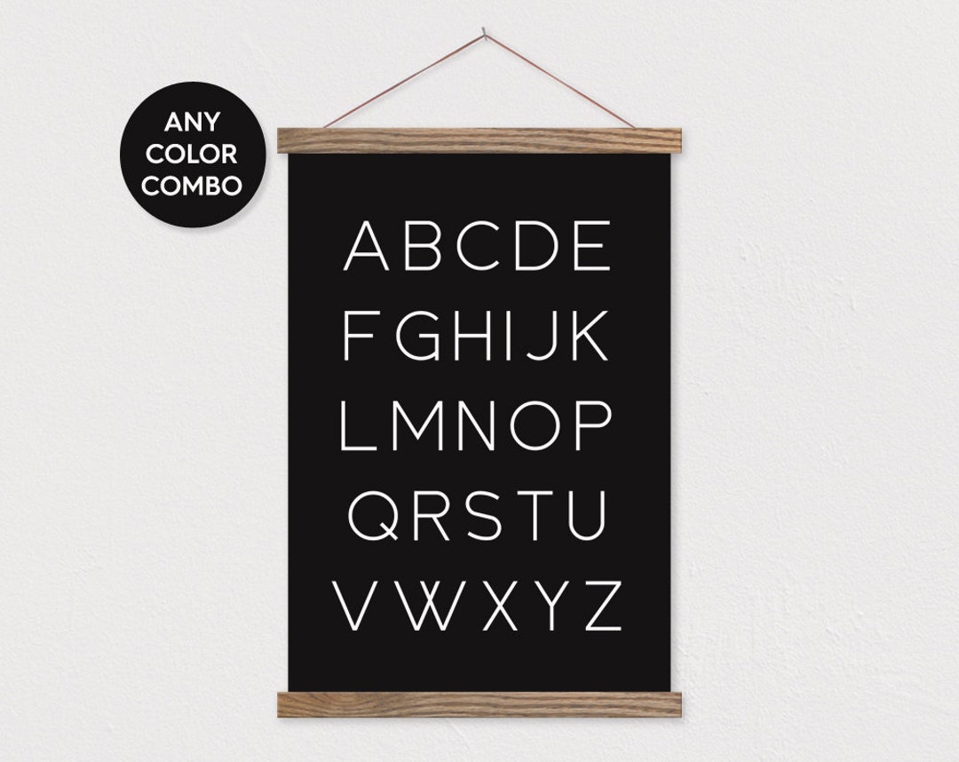Modern Alphabet Wall Hanging - Black Canvas or Choose Any Color! - Etsy