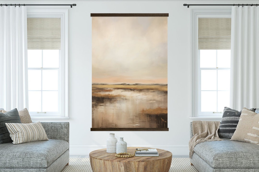 Earthy Beige Horizon Modern Landscape Warm Toned Wall Art - Etsy